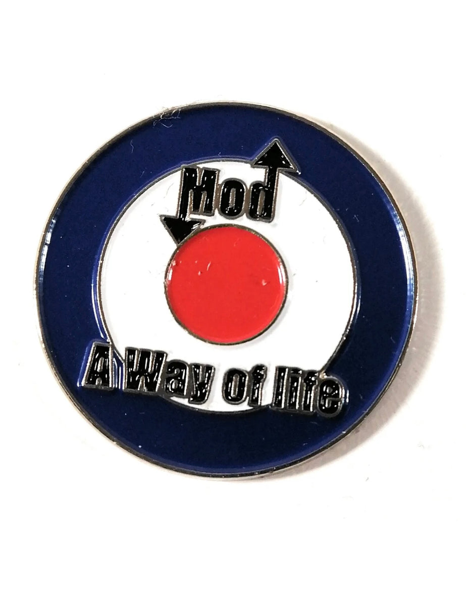Mod A Way Of Life Target Mods Pin Badge Red/White/Blue | Raw Menswear ...
